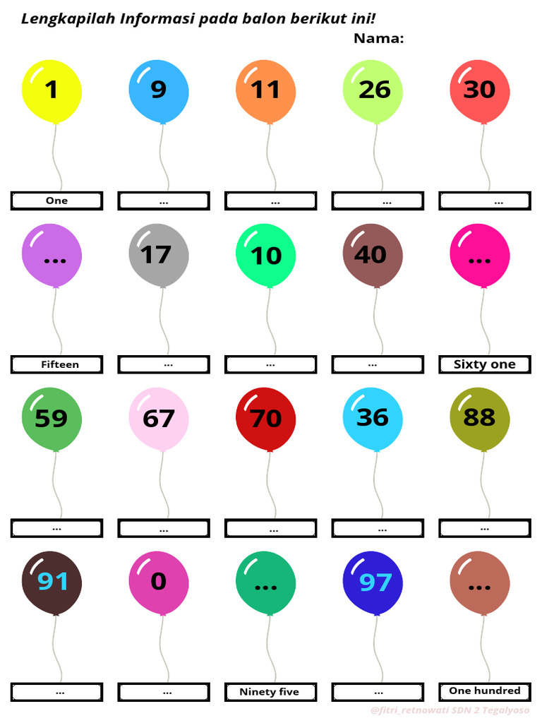 Data Angka dan Nama di Balon | PDF