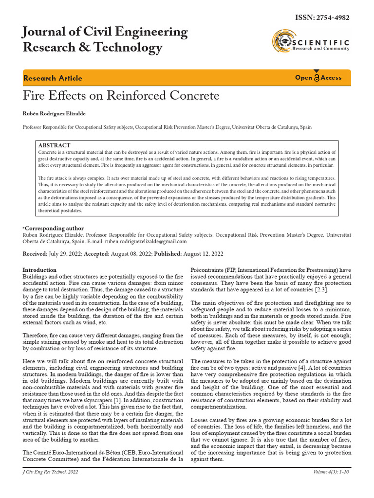 Fire Effects On Reinforced Concrete | PDF | Fires | Concrete