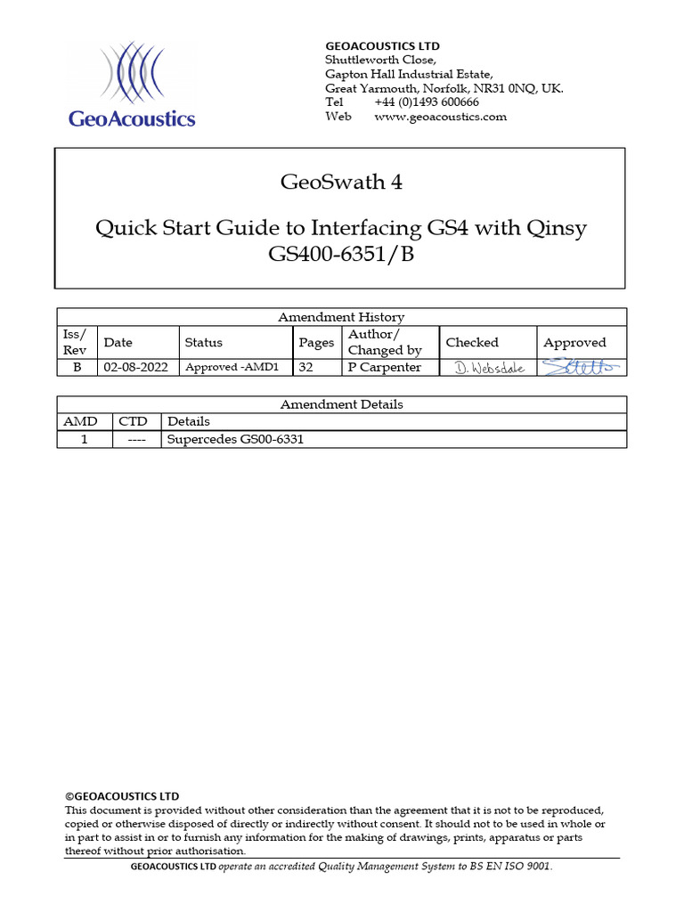 GS400-6351 - B (Quick Start Guide To Interfacing GS4 With Qinsy) | PDF ...