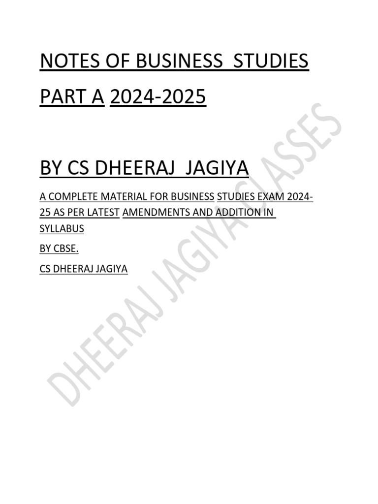 BST Notes Part A Latest 2024-25 | PDF | Science | Employment