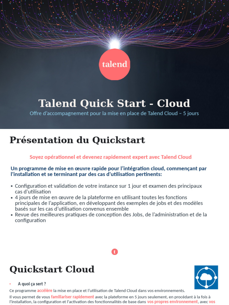 DataSheet-Talend Cloud QuickStart-5 Days - French | PDF | Cloud computing | Consultant