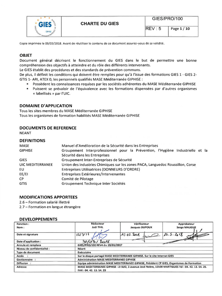 Gies Pro 100 - Rev5 - Charte Du Gies | PDF