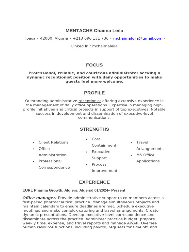 ENG CV Chaima | PDF | Business