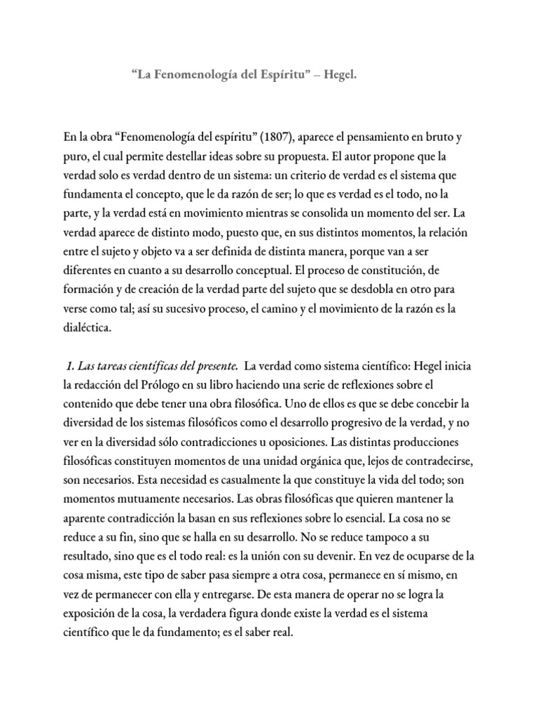 Fenomenologia Del Espiritu (Hegel) | PDF | Verdad | Georg Wilhelm ...