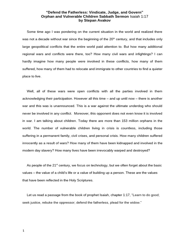 OVC Sabbath Sermon 2024 A4 | PDF | Isaiah | Orphanage