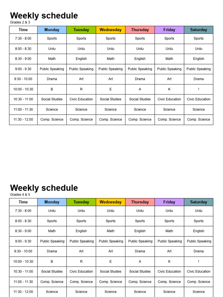 Time Tables | PDF | Foreign Language Studies