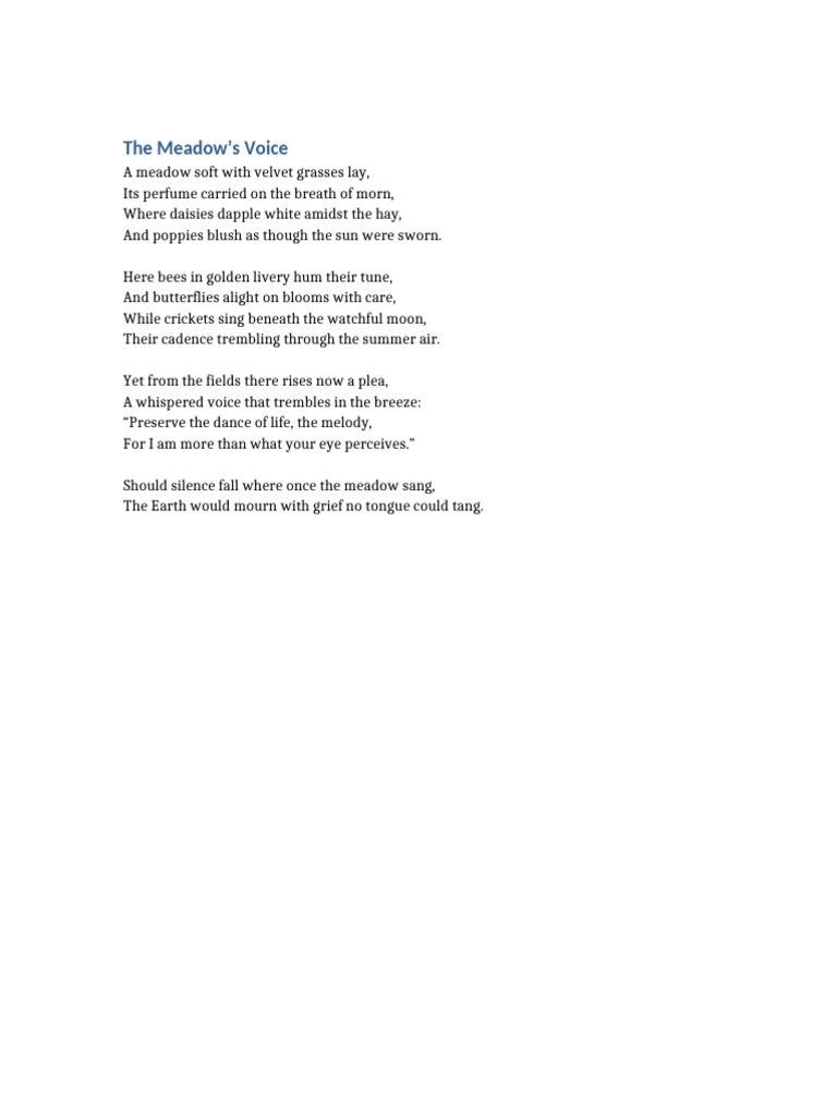 Meadows Voice | PDF | Poetry