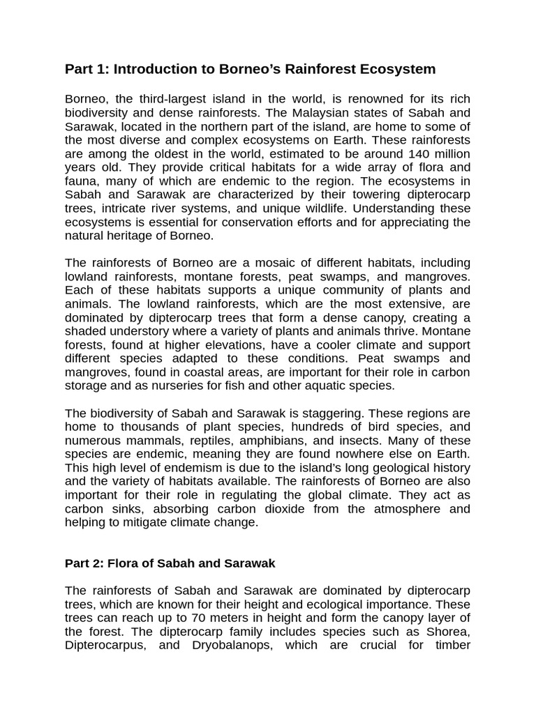 Borneo’s Green Heart- Exploring the Rainforest Ecosystems of Sabah and Sarawak Full | PDF ...