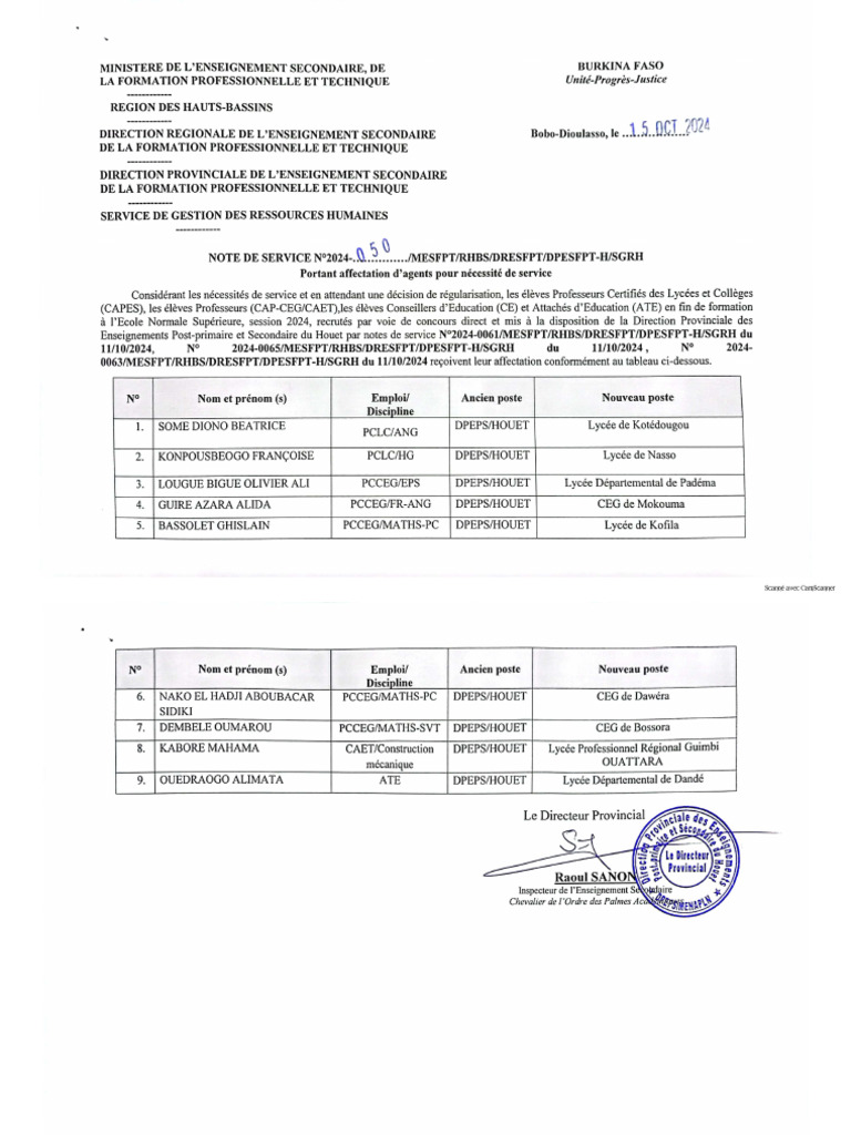 Note D'affectation Sortants de l'ENS Direct | PDF