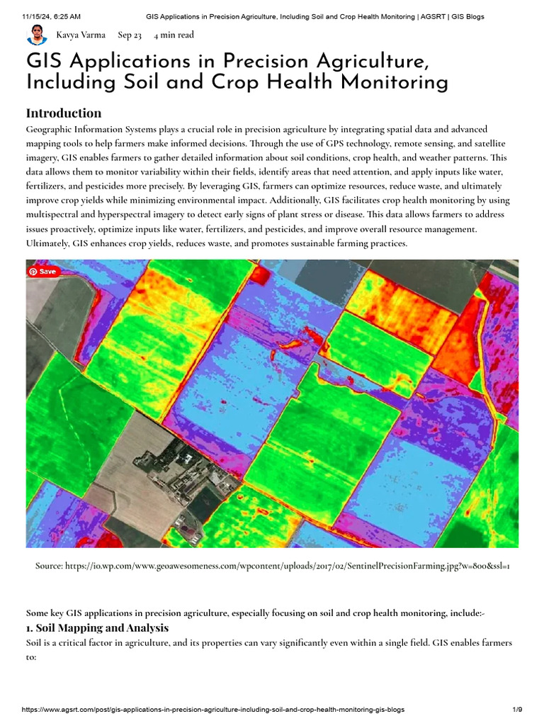 GIS Applications in Precision Agriculture, Including Soil and Crop Health Monitoring - AGSRT ...