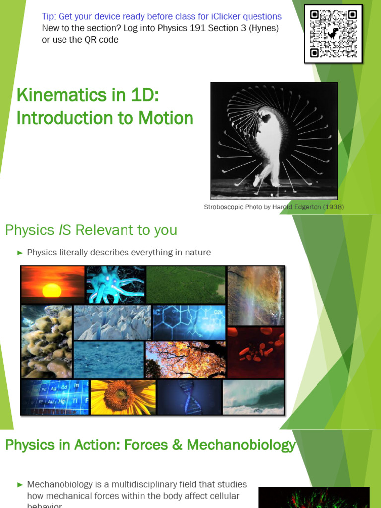 Kinematics in 1D - Part 1 (2023) - Preclass | PDF | Acceleration | Velocity