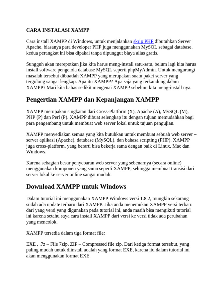 Cara Instalasi Xampp | PDF