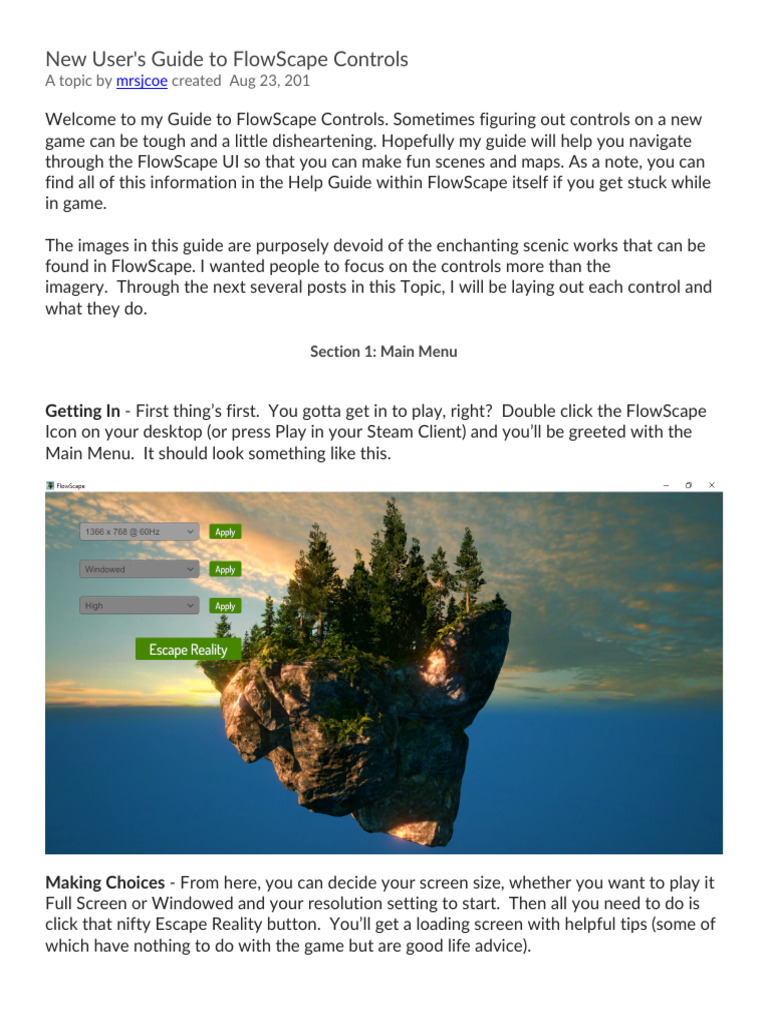 Flowscape Guide | PDF | Cursor (User Interface) | Computer Keyboard