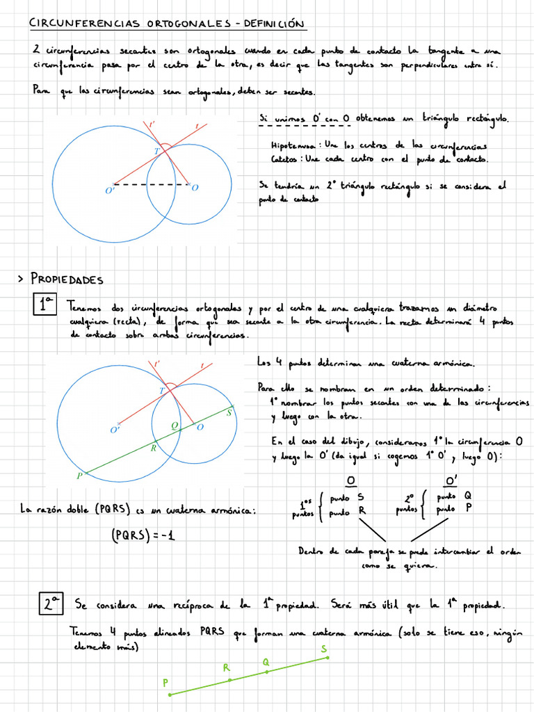 Propiedades De Circunferencias Ortogonales Pdf Geometría