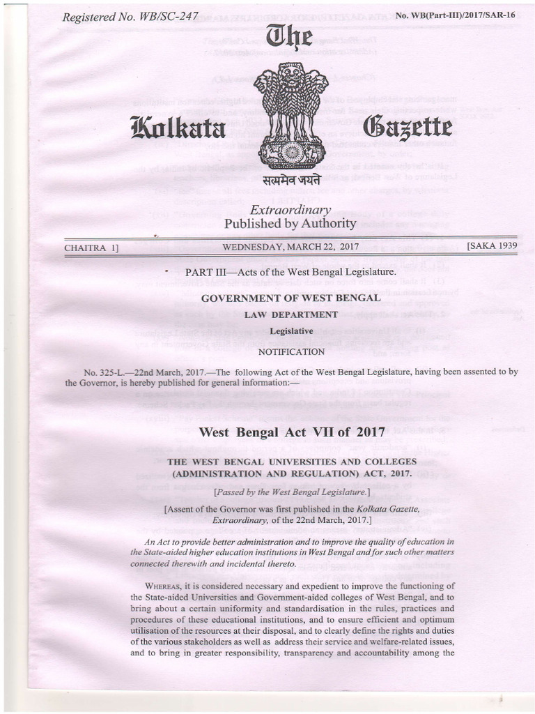 WB University and College Act - 2017 | PDF