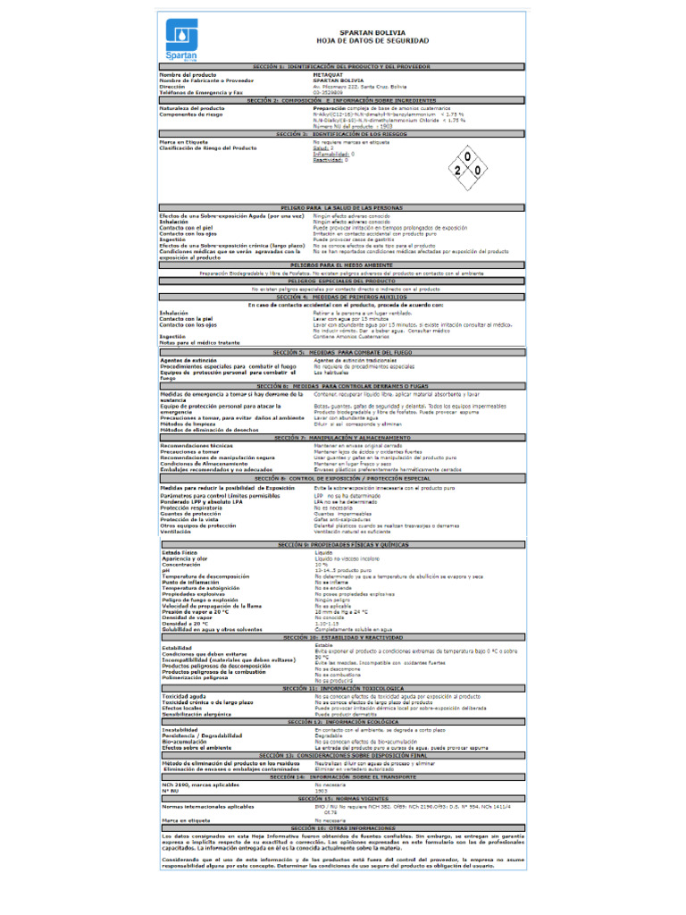 Ficha Tecnica Metaquat | PDF