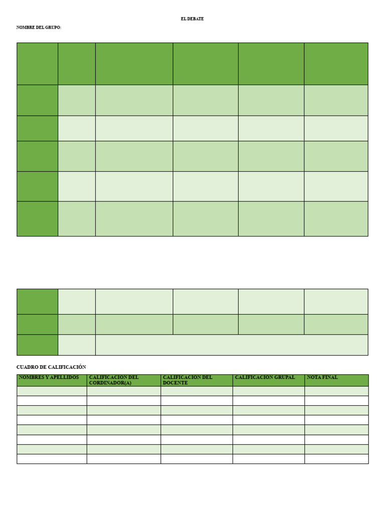 Evaluación de Debates en Grupo | PDF