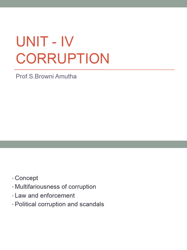 Corruption - Unit 4 Cisp | PDF | Corruption | Political Corruption