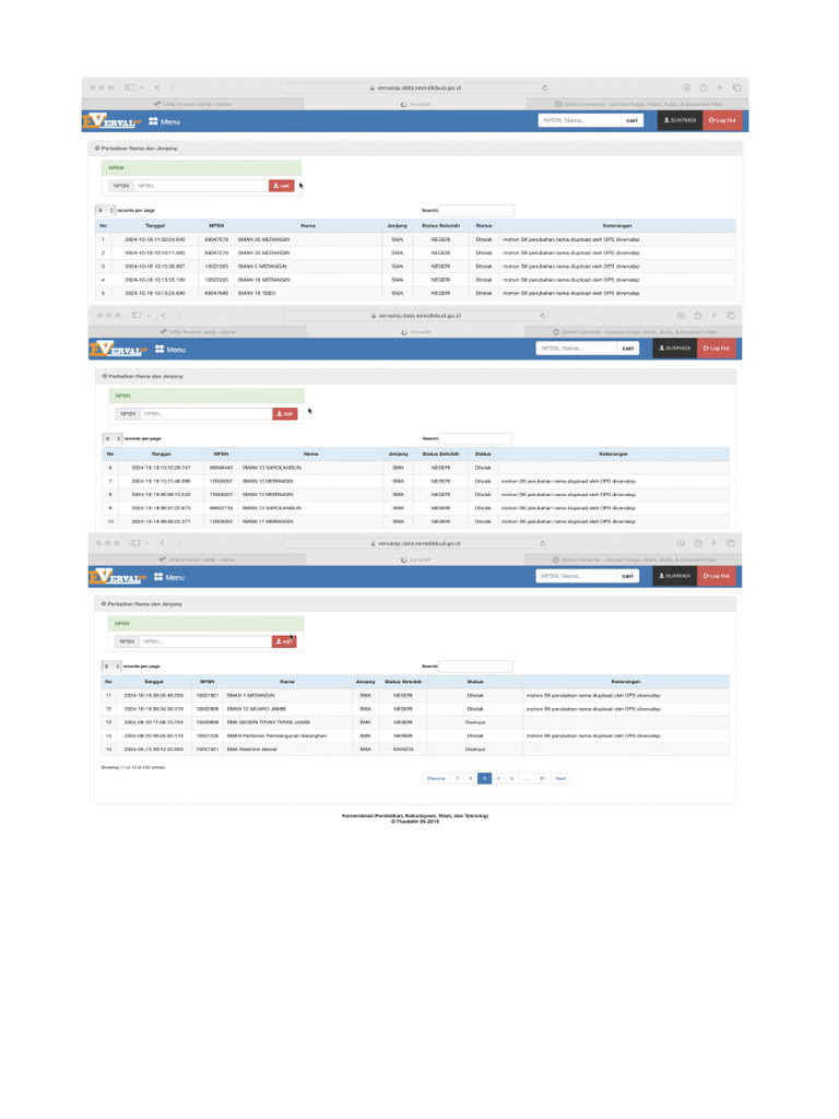 Daftar Perbaikan Nama Sekolah | PDF