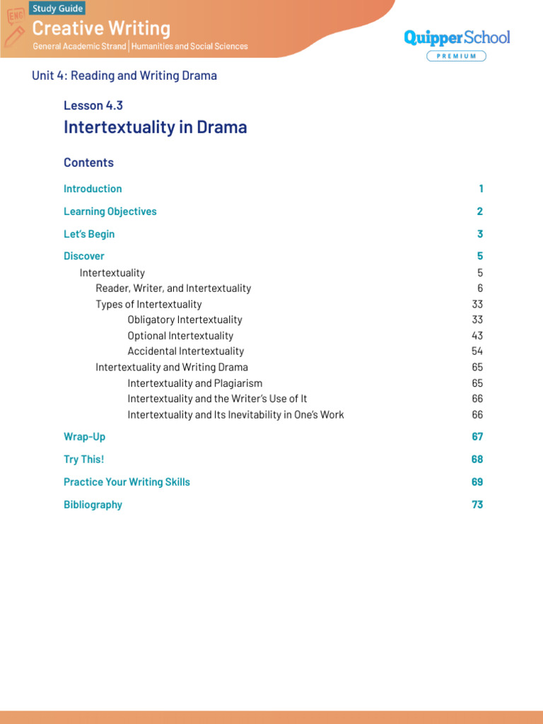 CRW11 - 12 Q2 0403M - SG - Intertextuality in Drama | PDF | Intertextuality