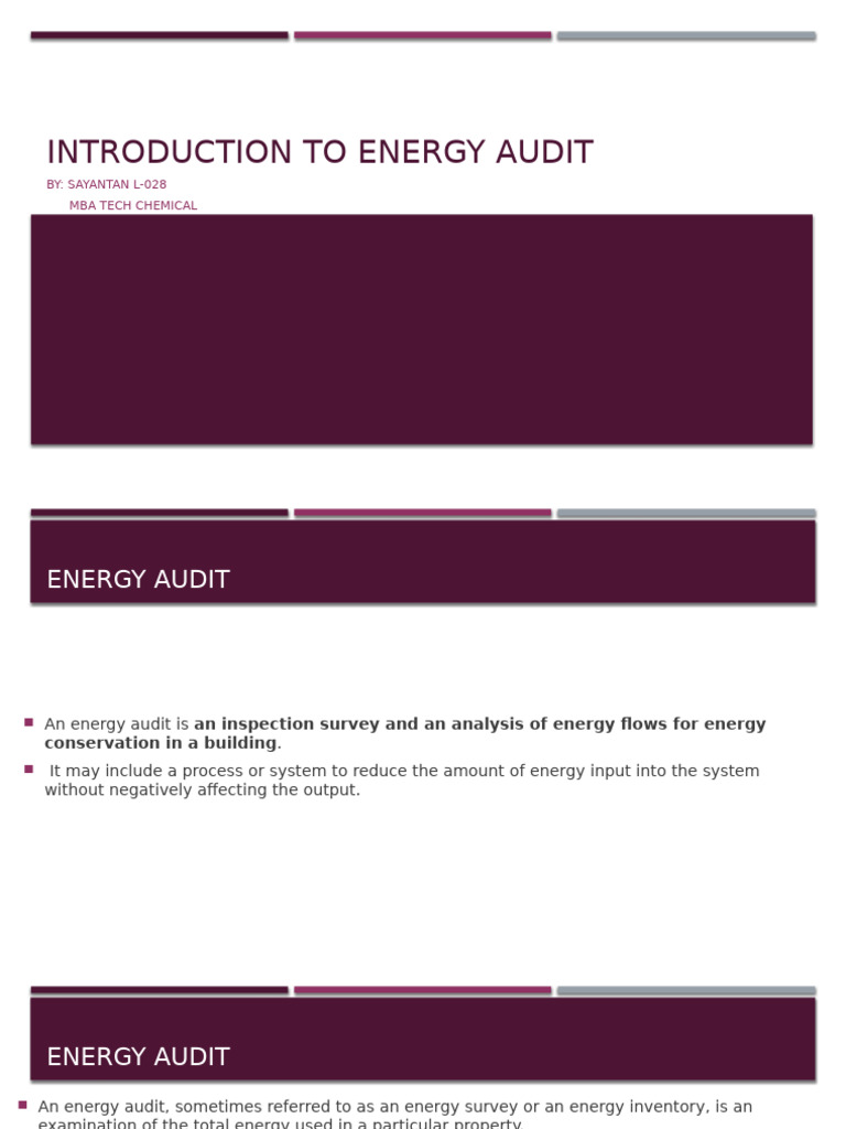 Introduction To Energy Audit | PDF | Audit | Energy Conservation