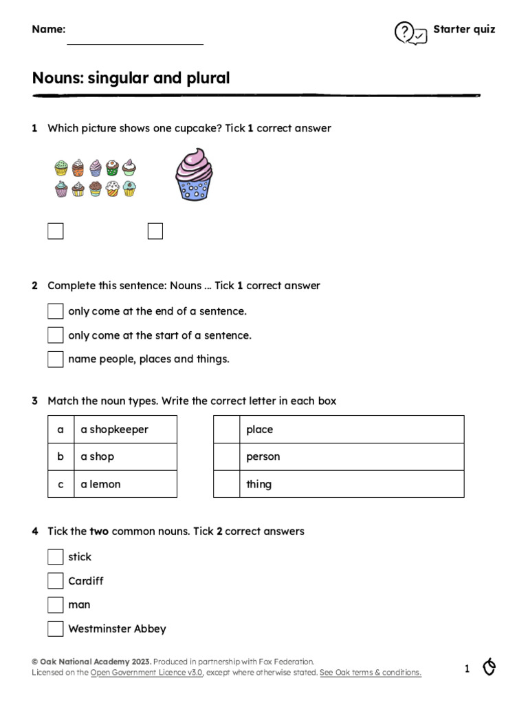 Starter Quiz Questions | PDF | Language Arts & Discipline