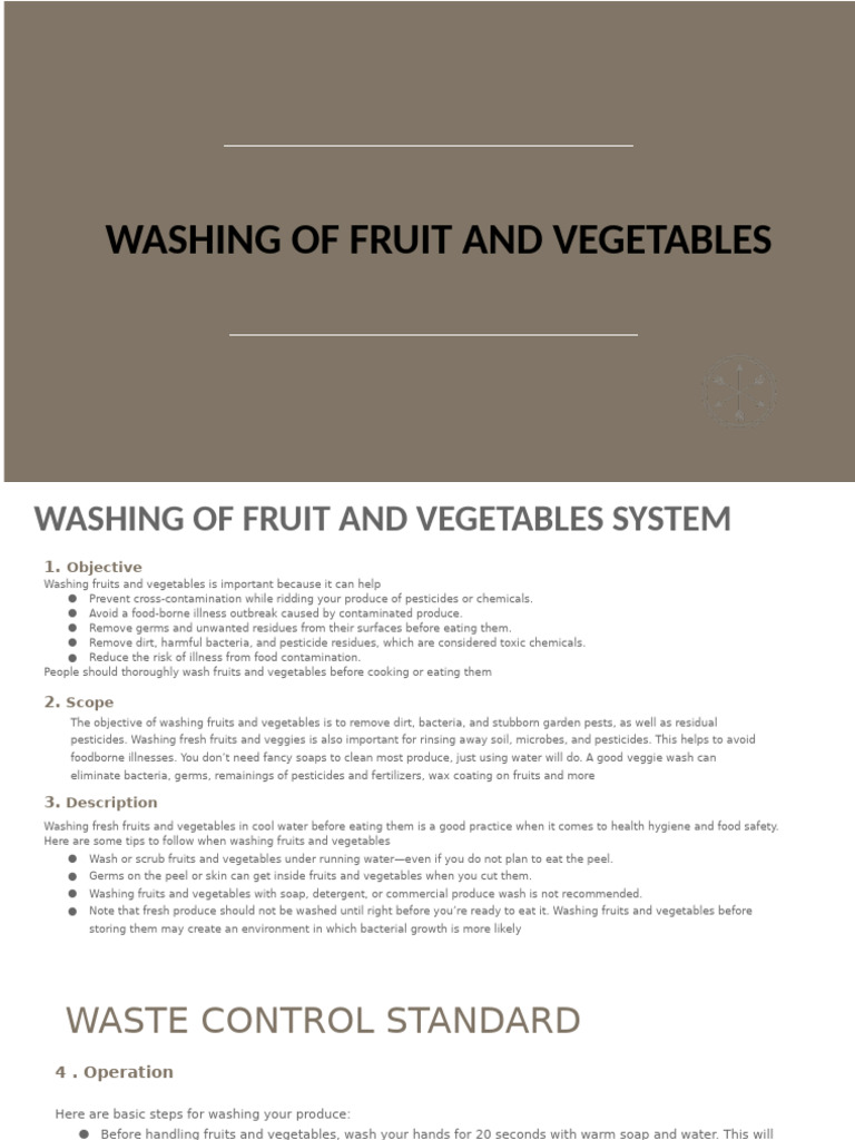 Fruit & Vegetable Washing Guide | PDF | Vegetables | Foodborne Illness