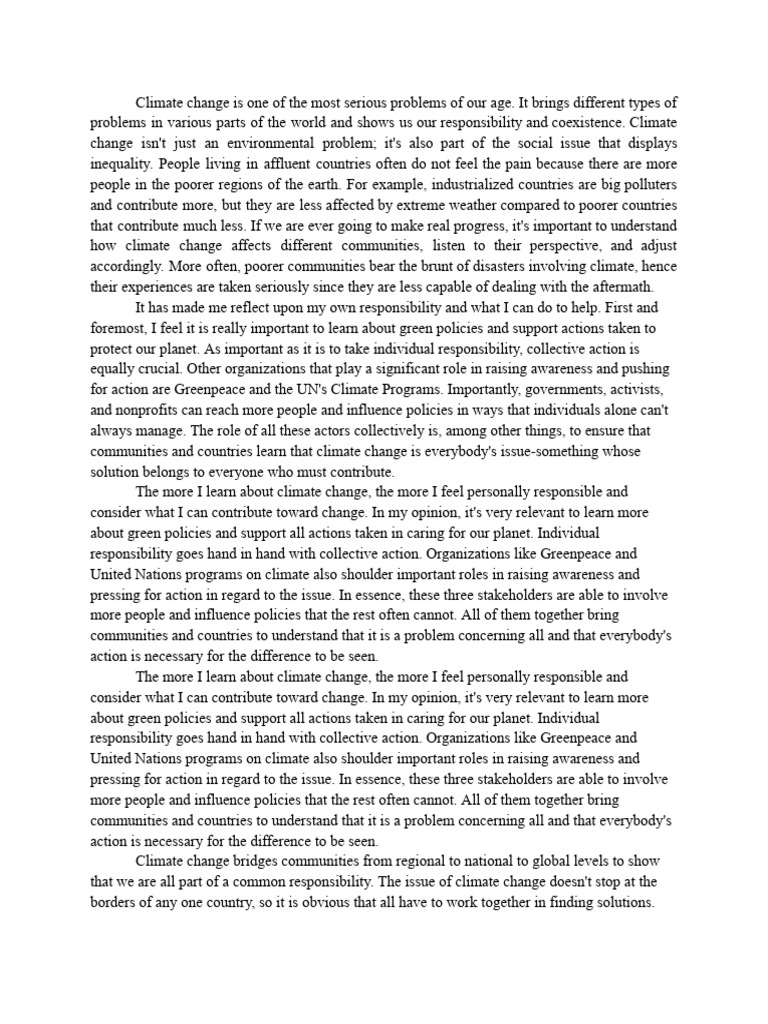 Social Responsibility Essay | PDF | Climate Change | Economic Inequality