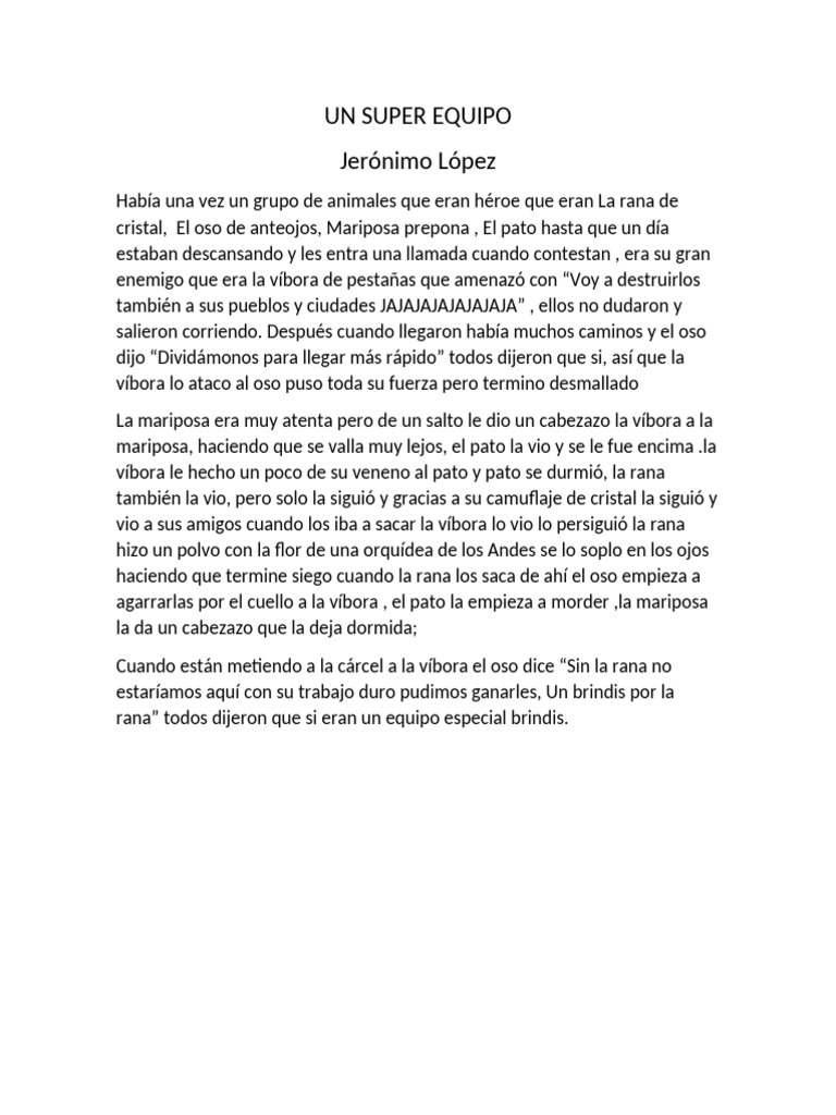 UN SUPER EQUIPO Jeronimo Lopez | PDF