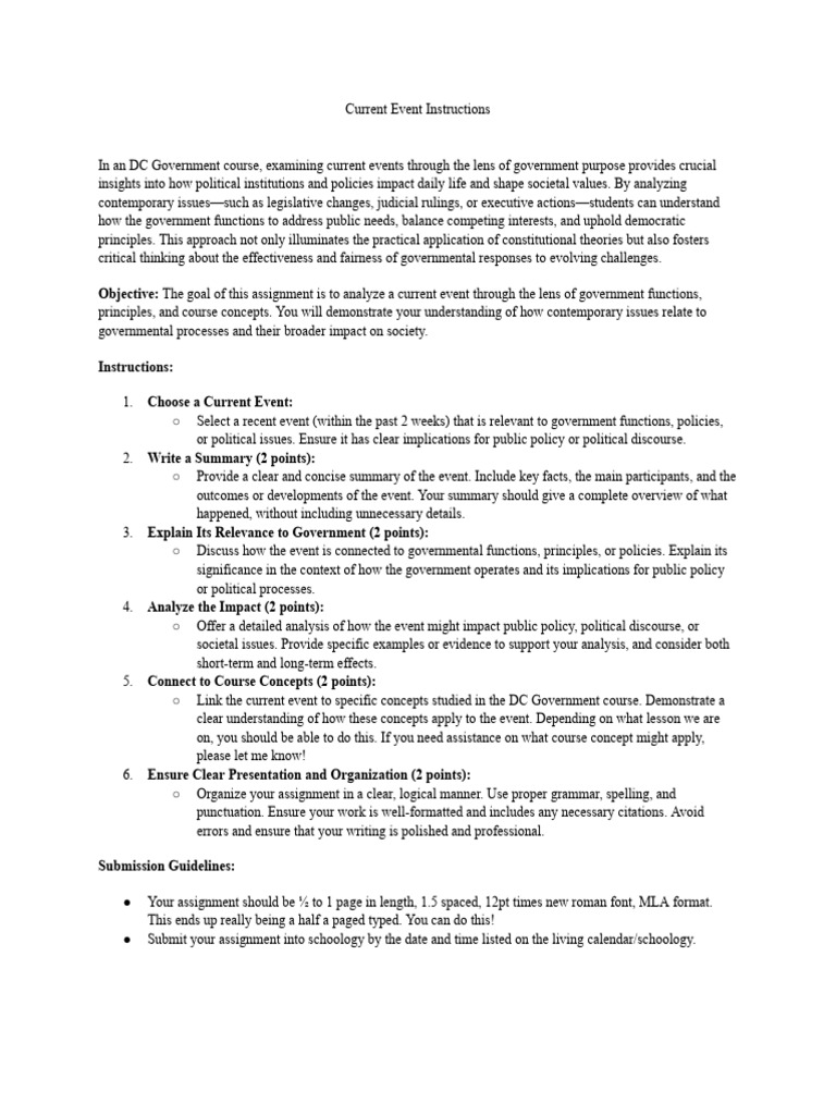 Current Event Instructions Cy-Springs | PDF | Policy | Cognition