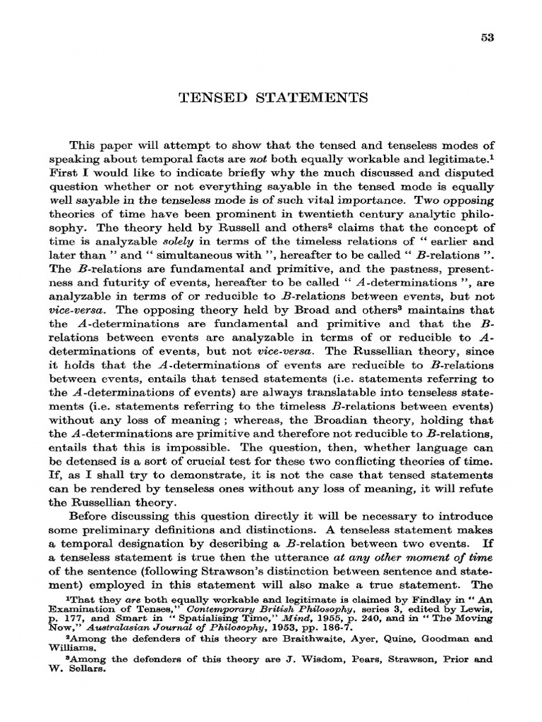 Tensed Statements | PDF | Grammatical Tense | Argument