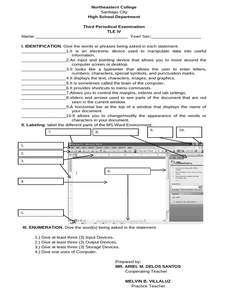 TLE 3rd Quarte EXAMINATION | PDF | Window (Computing) | Computing