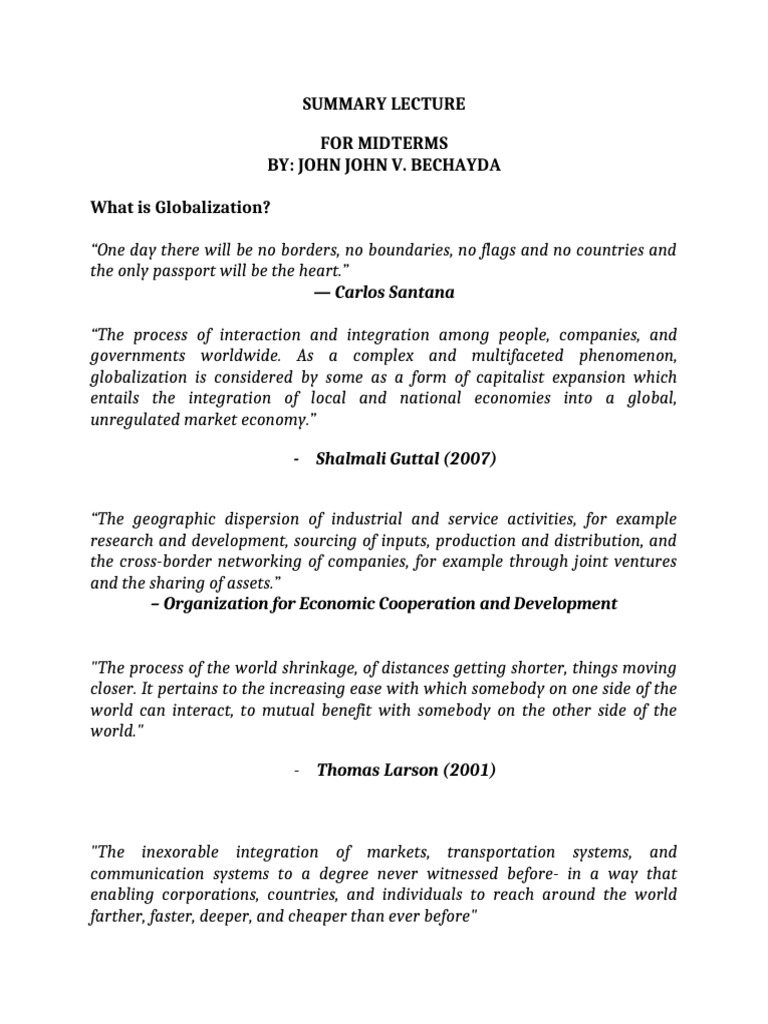 Summary Lecture Contemporary | PDF | World Trade Organization | Opec