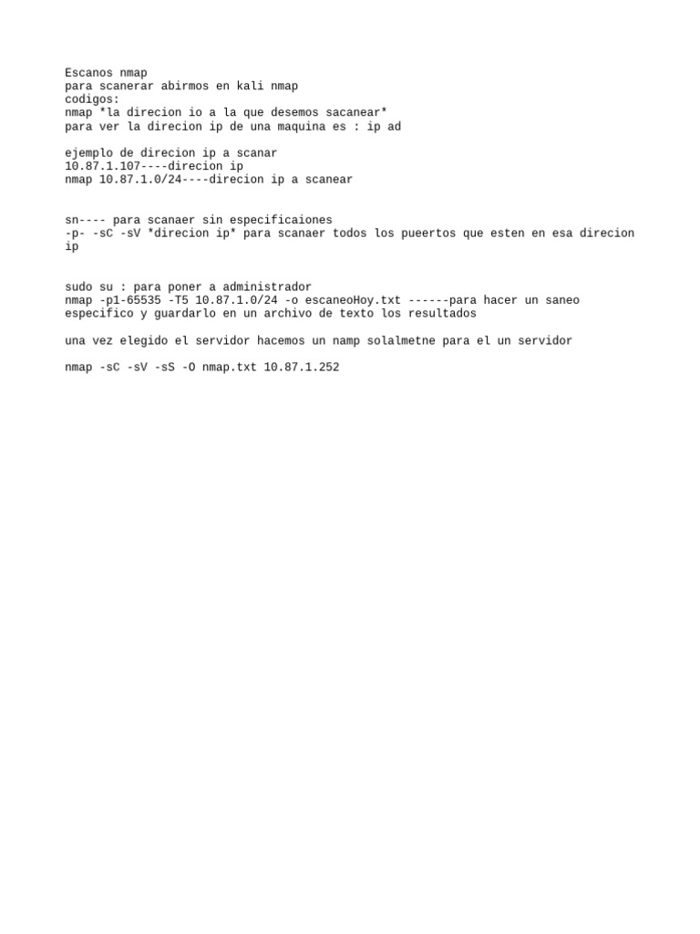 Comandos de Kali Linux | PDF | Métodos y materiales de enseñanza | Informática