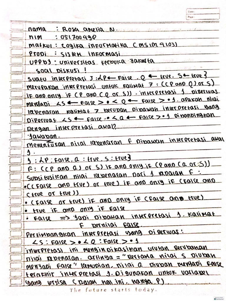 Jawaban Soal Diskusi Logika Informatika | PDF
