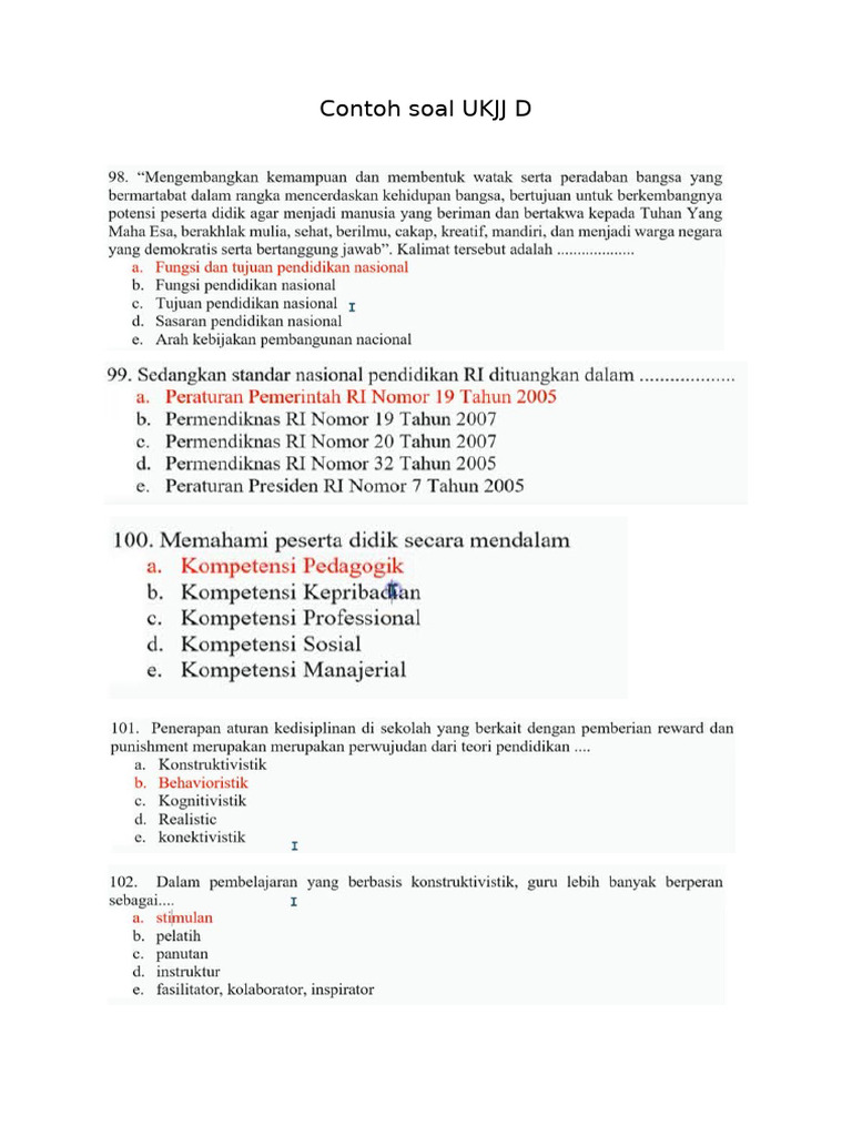 Contoh Soal UKKJ Guru D | PDF