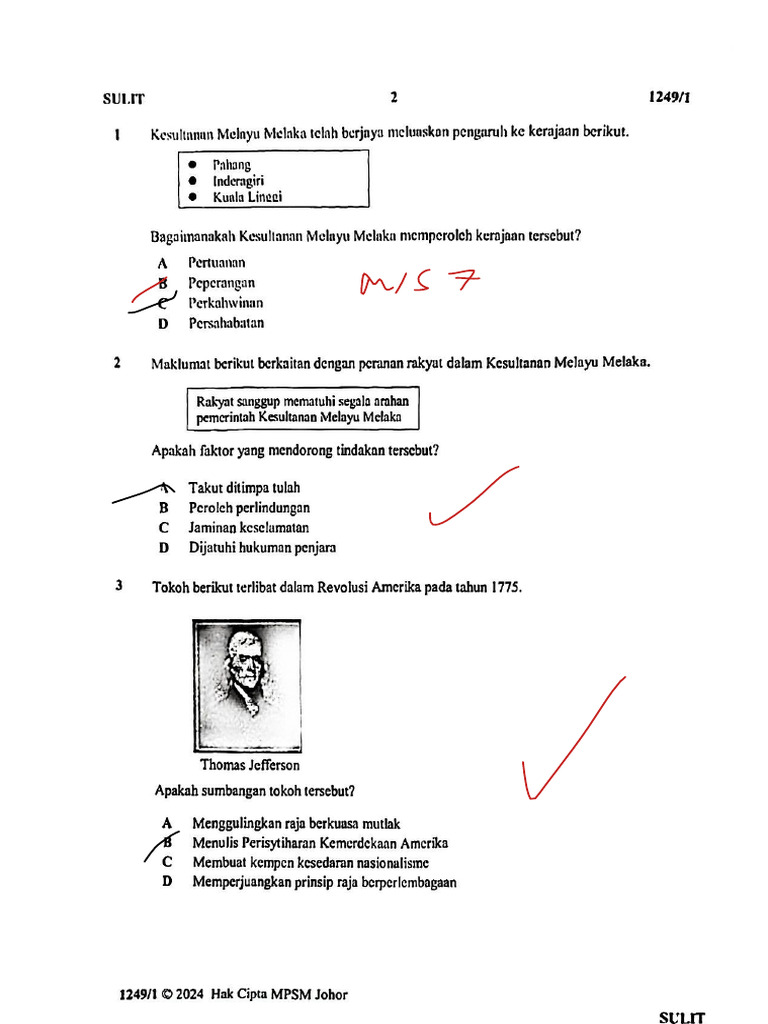 Sejrah k1 MPSM Johor-2024 | PDF