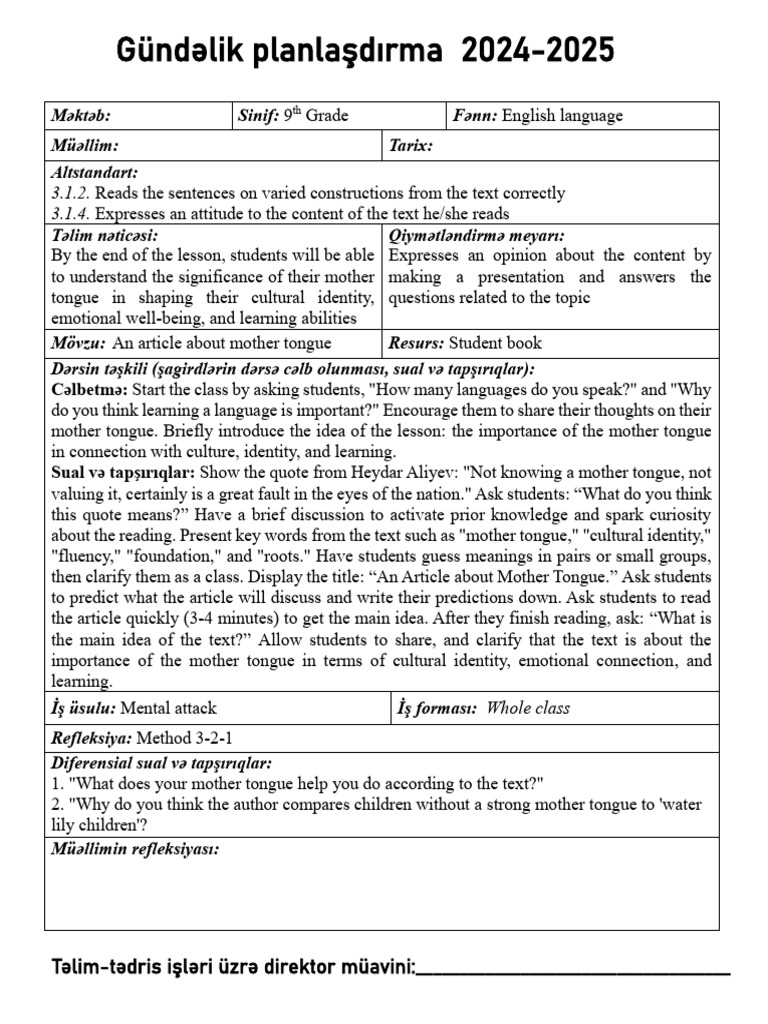 9th Grade English Lesson Plans 2024-2025 | PDF | English Language ...