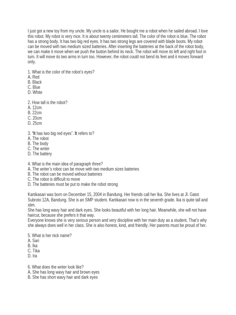 Latihan Soal Kelas 8 (Descriptive Text) | PDF | Giraffe