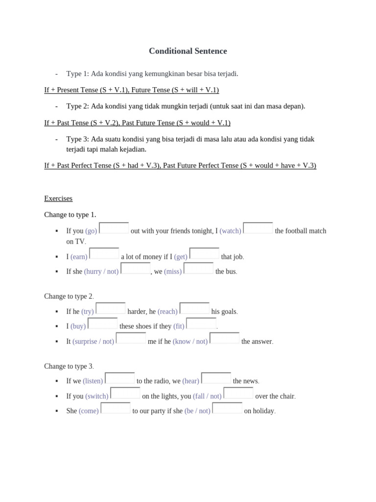 Conditional Sentence Materi Plus Latihan Soal | PDF | Language Arts & Discipline