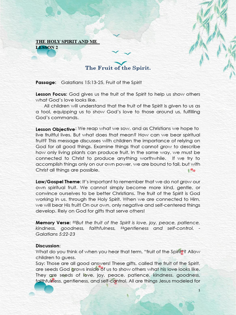 Lesson-2.2_The-Fruit-of-the-Spirit | PDF | Fruit Of The Holy Spirit ...