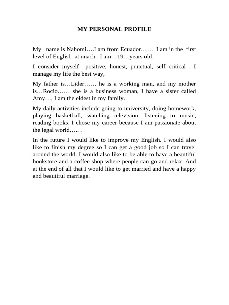 My Personal Profile | PDF