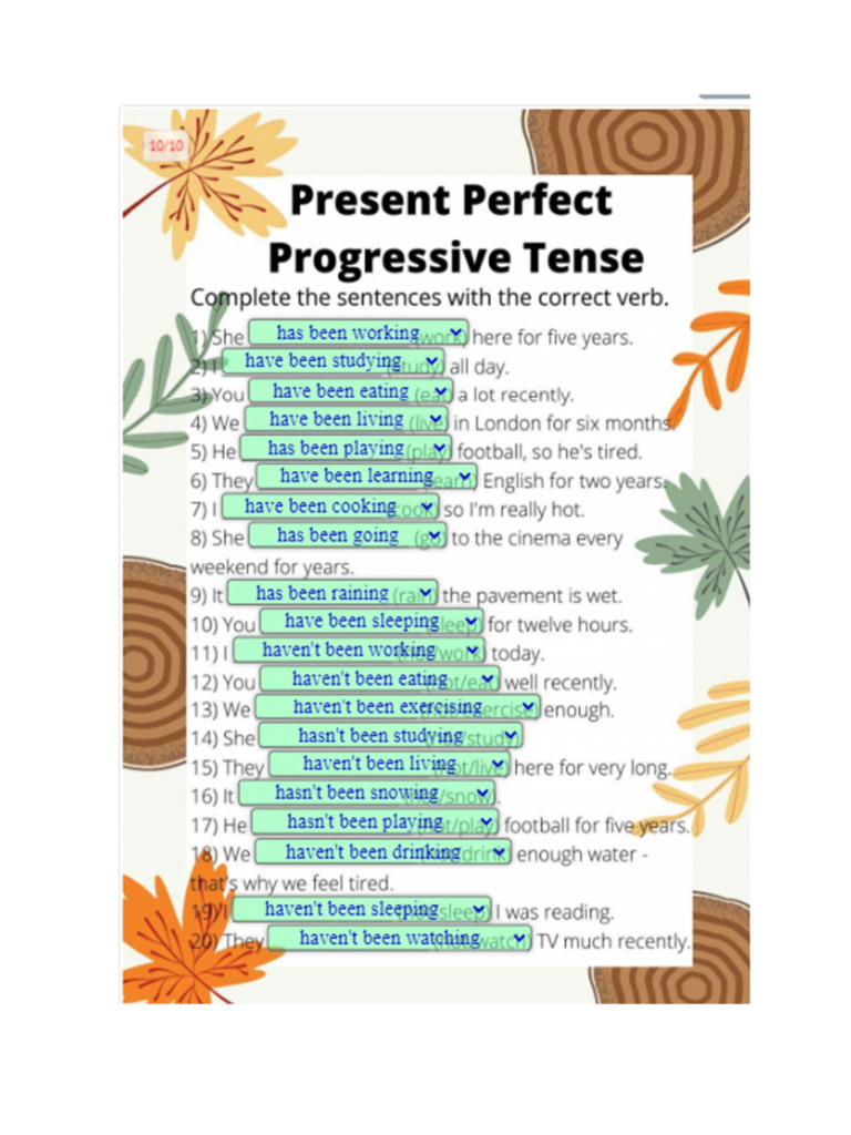Present Perfect Progressive | PDF