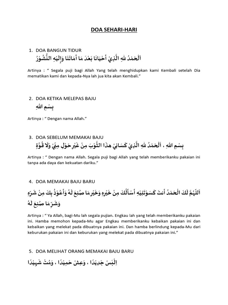 Materi Doa Untuk Lomba TPQ | PDF