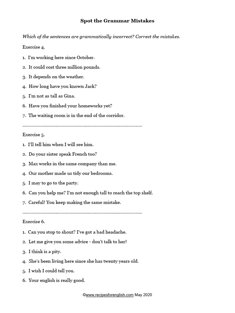Grammar Error Exercise 03 | PDF | Career & Growth | Foreign Language ...