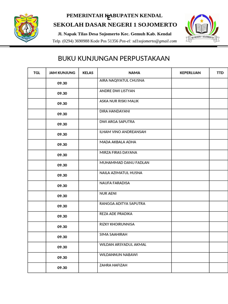 Buku Kunjungan Perpustakaan | PDF