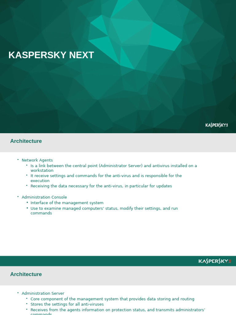Kaspersky Security Setup Guide | PDF | Postgre Sql | Antivirus Software