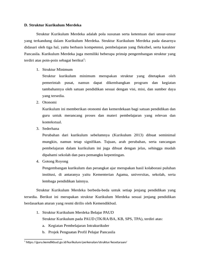 Struktur Kurikulum Merdeka Pendidikan | PDF