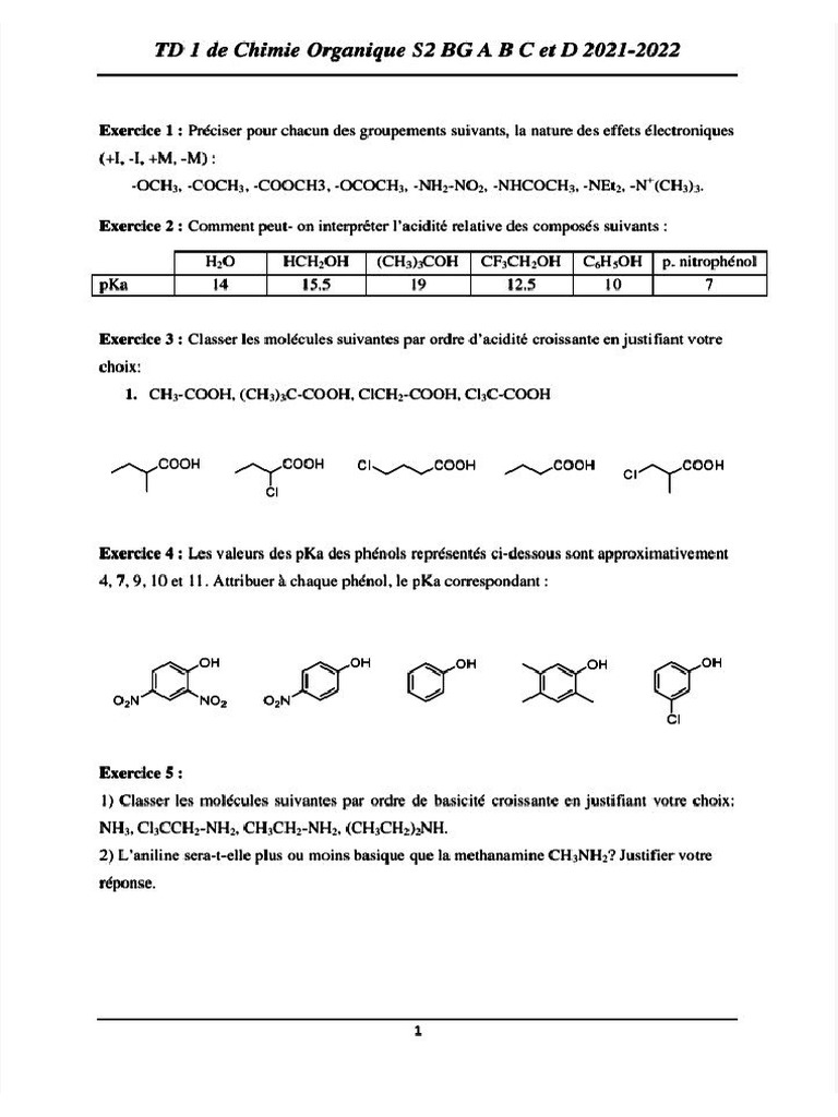 Td1 Chimie Organique s2.Bgc | PDF