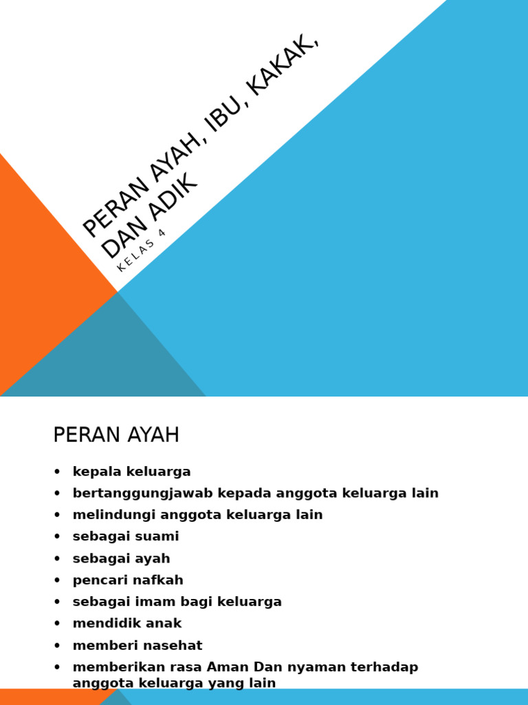 Peran Ayah, Ibu, Kakak, Dan Adik | PDF | Kajian Bahasa Asing | Kesehatan Holistik